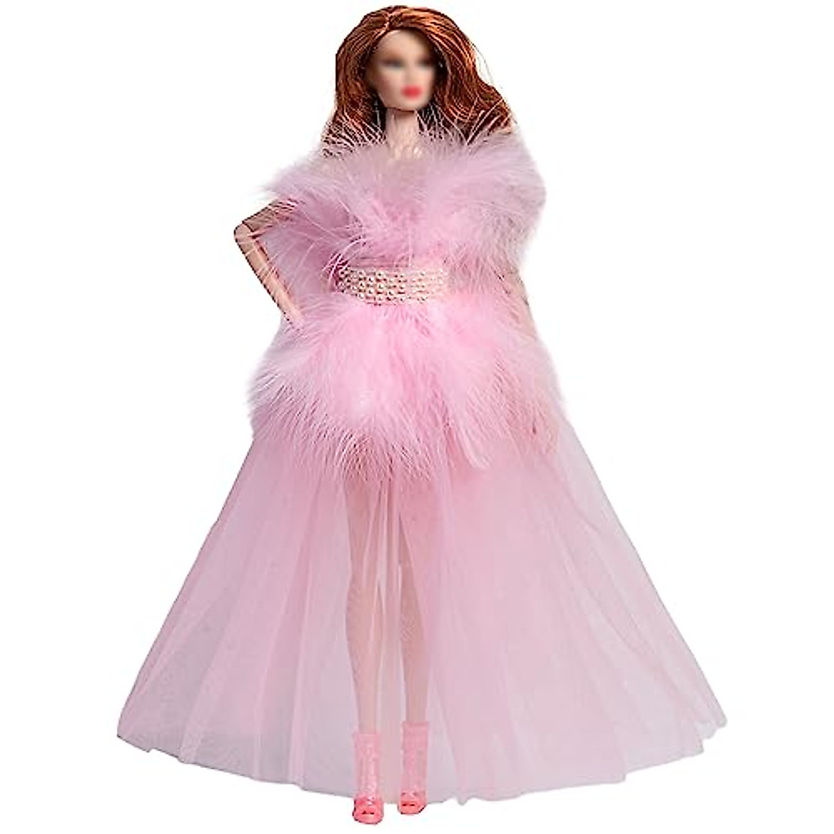 BAMOONBI Pink Doll Wedding Dress Ball Evening Gown - Latest Fashion Design Fashion Dolls Clothes and Accessories for 11.5 - 12 Inch Dolls （Doll Not Included）