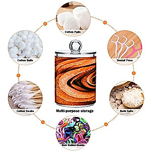 xigua 4 Pack Orange Rose Apothecary Jars with Lid, Qtip Holder Storage Containers for Cotton Ball, Swabs, Pads, Clear Plastic Canisters for Bathroom Vanity Organization (10 Oz)