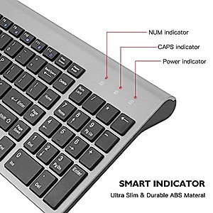 Wireless Keyboard and Mouse Combo, cimetech Compact Full Size Wireless Computer Keyboard and Mouse Set 2.4G Ultra-Thin Sleek Design for Windows, Computer, Desktop, PC, Notebook, Laptop - Grey