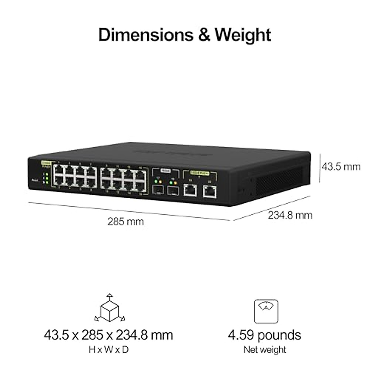QNAP 20-Port 10GbE PoE++ and 2.5GbE PoE+ Managed Network Switch (QSW-M2116P-2T2S-US). Layer 2, Web Management
