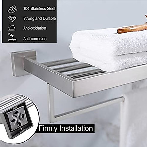 TURS 5-Pieces Bathroom Hardware Accessories Set Brushed Towel Holder Sets Bath Towel Rack Towel Shelf
