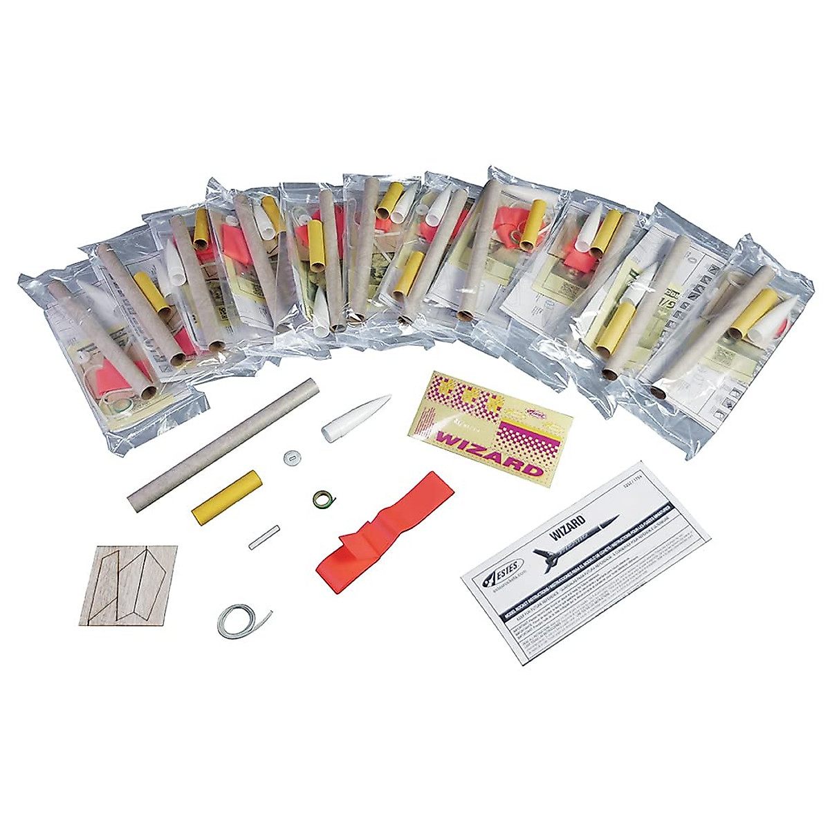 Estes - 1754 Wizard Flying Model Rocket Bulk Pack (Pack of 12) | Intermediate Rocket Kit | Step-by-Step Instructions | Science Education Kits | Great for Teachers, Youth Group Leaders and Birthdays