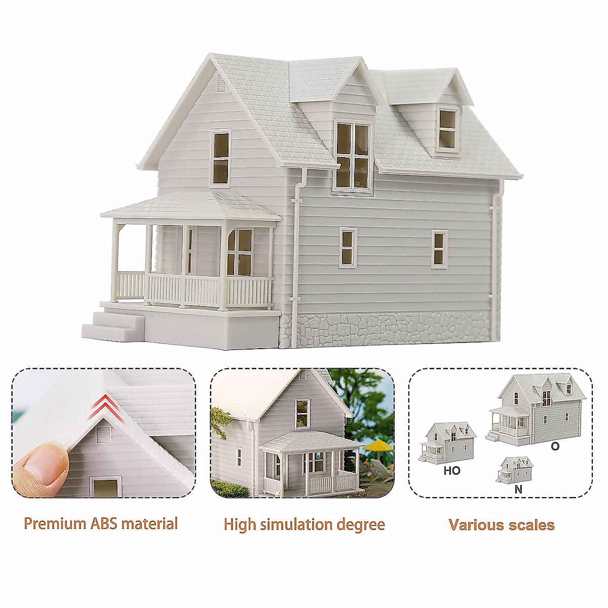 O Scale Model Blank Buildlings Kit Unassembled House for Model Train Layout JZ01JJ (O Scale-1 Unit) DIY Christmas Village Room