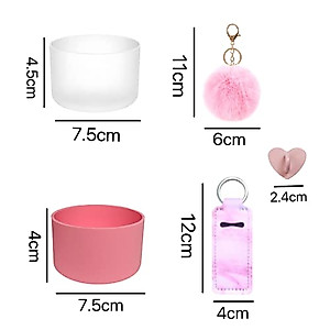 Klasikok Water Bottle Boot for Stanley Cup 40OZ,Accessories Charms Chapsticks Holder for Stanley Tumbler with Handle (Pink,Transparent)