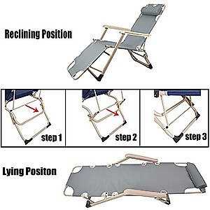 KARMAS PRODUCT Outdoor Chaise Lounge Chiar Set of 4 Adjustable Folding Patio Lounge Chairs with Pillow for Beach, Pool, Lawn, Light Grey