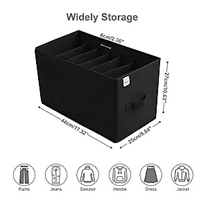 Coorganisers 2 PCS Sweater Wardrobe Clothes Organizer,Washable Clothes Organizer for Folded Clothes with PP Board Handle,7 Grids Closet Organizers and Storage Box for Jeans,Pants,Sweater,Jacket