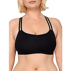 Fruit of the Loom Women's Spaghetti Strap Cotton Sports Bra-All-Day Comfort & Easy Movement, Petite Modern Camo/White/Black Hue/Blushing Rose with Black/Charcoal/Black Hue, 42