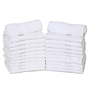 GOLD TEXTILES 48 Pcs 5 Star Hotel Quality Hand Towels (16"X30", 4.5 lb/dz) Premium Dobby Border Luxury Hand Towel Bright White (4 Dozen)