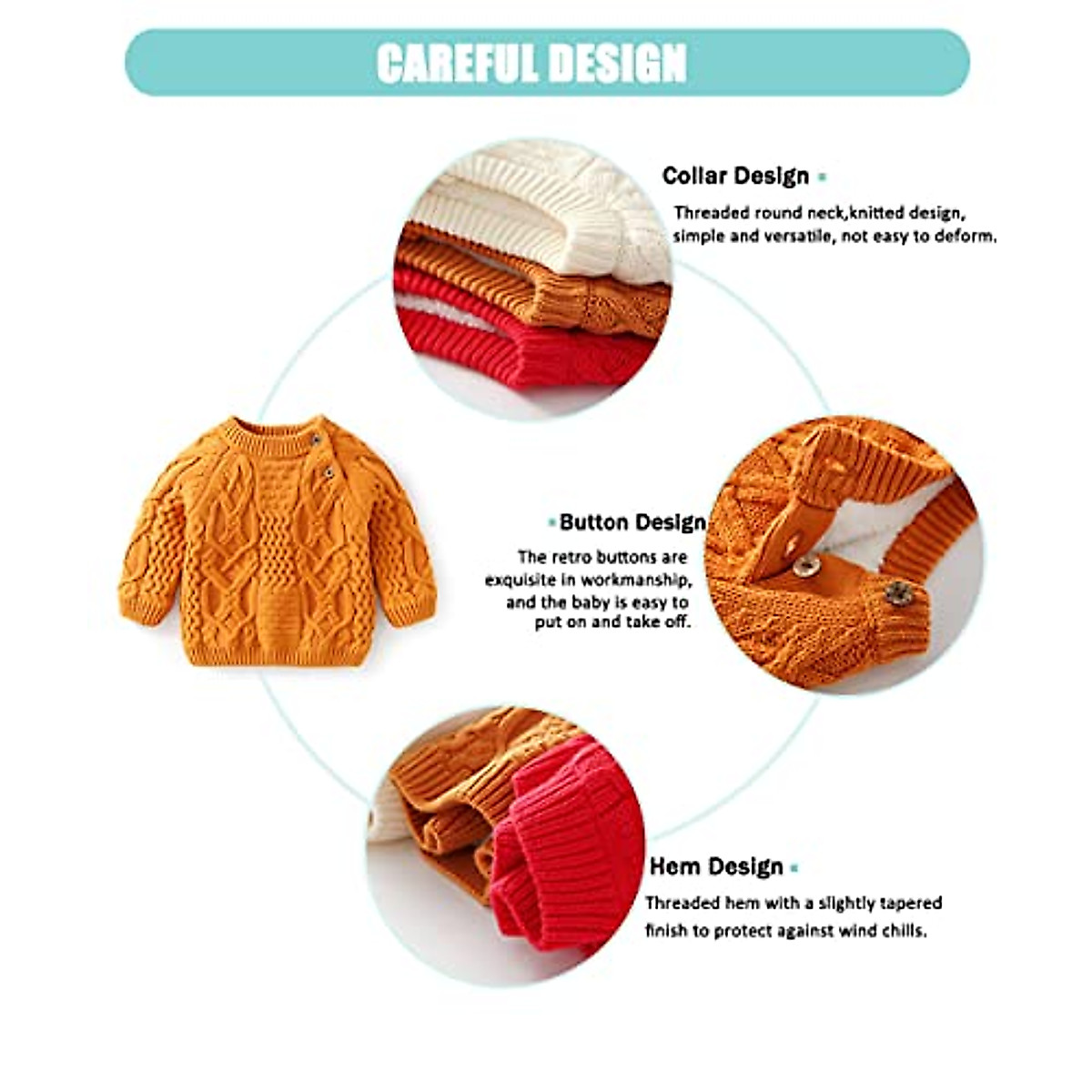 Newborn Baby Boys Girls Sweater Romper Long Sleeve Knitted Jumpsuit Outfit with Warm Hat Set (12-24 Months) Cream