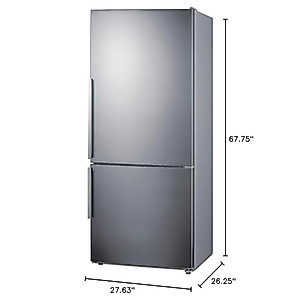 Summit FFBF284SSIM 28" Wide Bottom Freezer Refrigerator, Icemaker, 13.8 cu.ft, Stainless Steel Door, LED Lighting, ENERGY STAR Certified, Perfect for Apartments and Small Kitchen