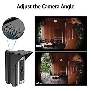 Ayotu 30 to 60 Degree Waterproof Adjustable Angle Mount for Video Doorbell 1/2/3/3Plus/4/Pro/Pro2/(2020 Release), Mounting Bracket with Weatherproof Cap Wedge Corner Holder,Black