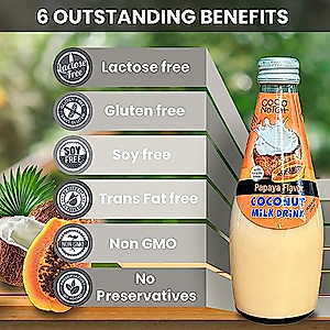 COCO NOTCH Coconut Milk Drink -10.14oz Coconut Milk Drink with Pulp – No Preservatives and Non-GMO – 6-Pack (Papaya)