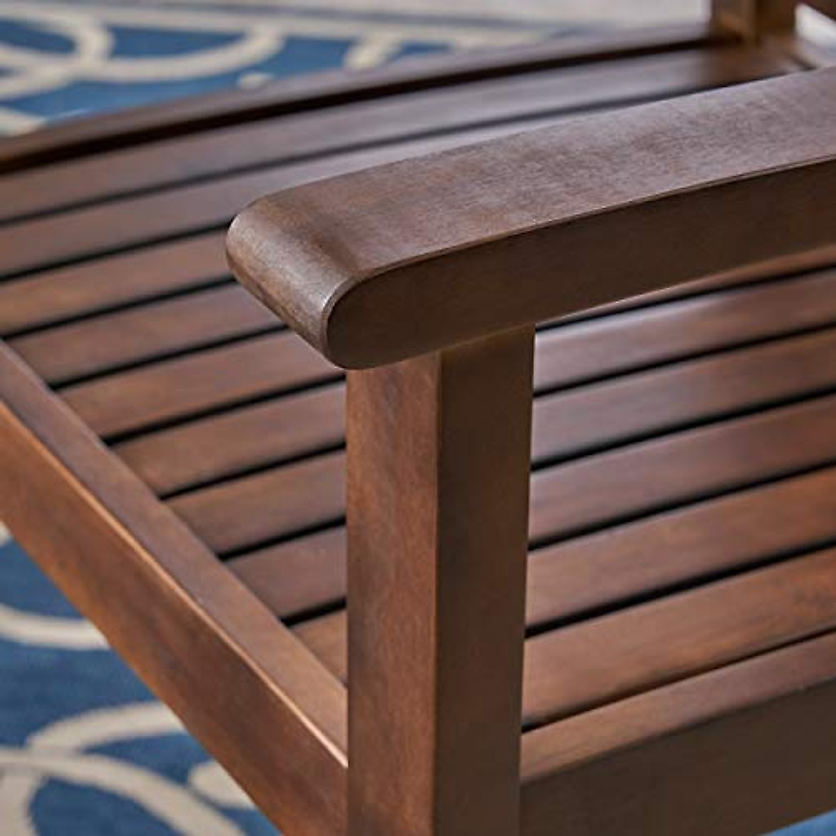 Christopher Knight Home Noe Outdoor 7-Piece Acacia Wood Dining Set, Dark Brown and White