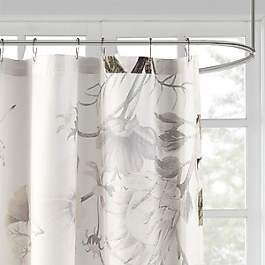 Madison Park Cassandra Cotton Percale Bathroom Shower, Printed Floral Design Modern Shabby Chic Privacy Bath Fabric Curtains, 72"x72", Blush (MP70-6717)