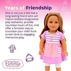 Playtime by Eimmie 18 Inch Allie Doll with Carrying Case, Doll Accessories, Doll Pajamas, Doll Slippers, Doll Clothes, 18-Inch Doll