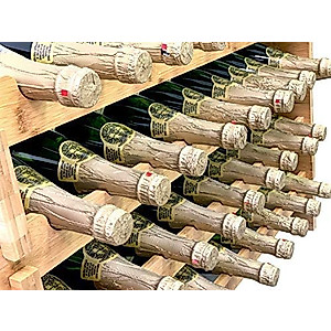Coin and Coins - 36 Bottle Stackable Modular Wine Rack Wine Storage Rack Solid Bamboo Wine Holder Display Shelves, Wobble-Free (4-Tier, 36 Bottle Capacity)
