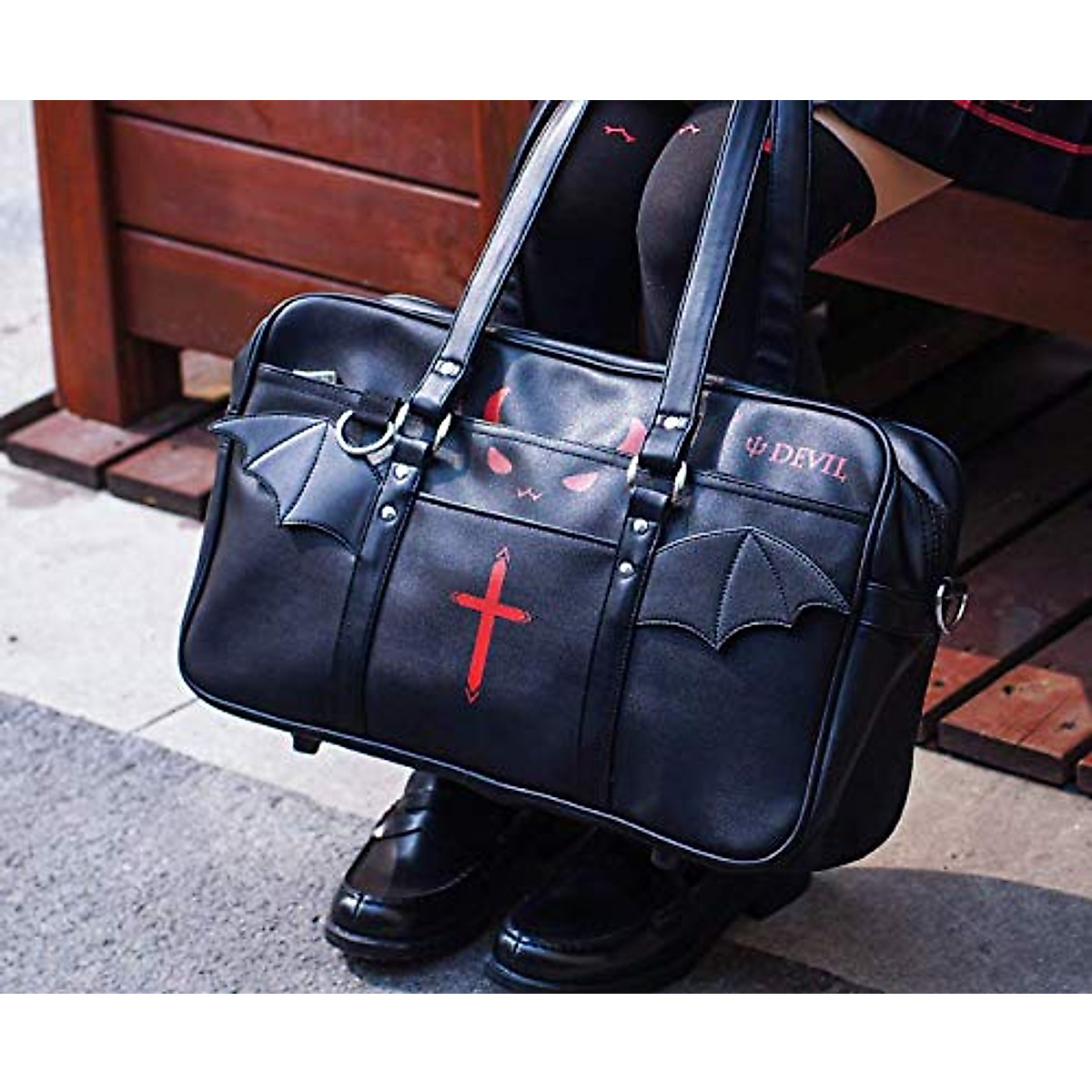 GK-O Japanese Lolita PU Leather Handbag Kawaii Devil Gothic Shoulder Bag School Bag Messenger Bags