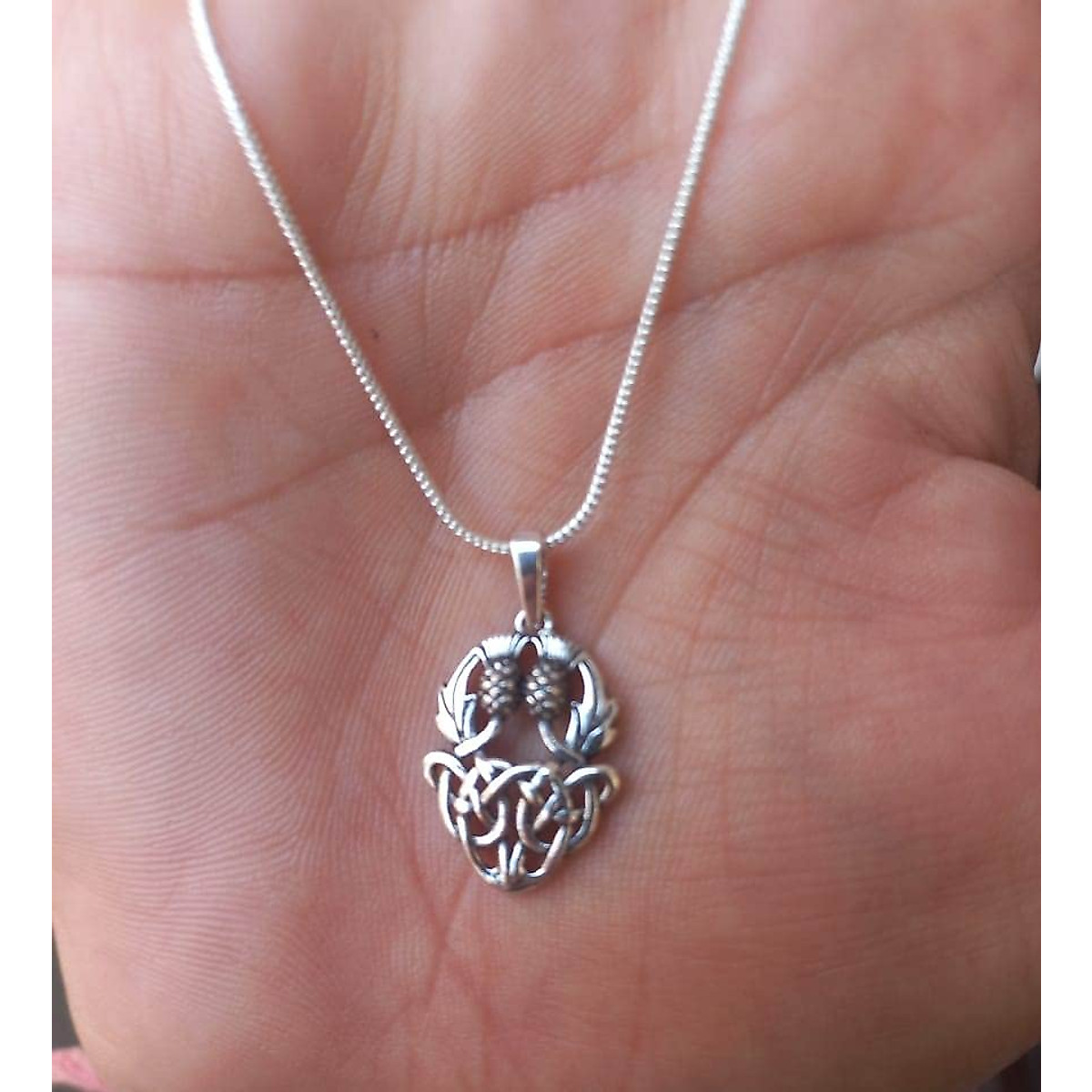 COMAT CRAFT Beautiful Scottish Thistly Cirsium Flower Scotland National Symbol Necklace 18"