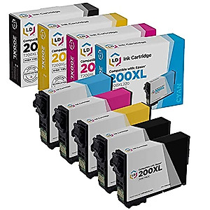LD Products Remanufactured Replacements for Epson 200xl Ink Cartridges 200 XL High Yield for XP-200, XP-300, XP-310, XP-400, WF-2520, WF-2530, WF-2540 (2 Black, 1 Cyan, 1 Magenta, 1 Yellow, 5-Pack)