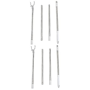 Cabilock 2pcs Balcony Metal Tool Grabber Rod Stainless Picking Pole Poles Household Outdoor Drapery High Reacher Clothing Long Reach Garment Drying Hanger Clothes Adjustable Extending