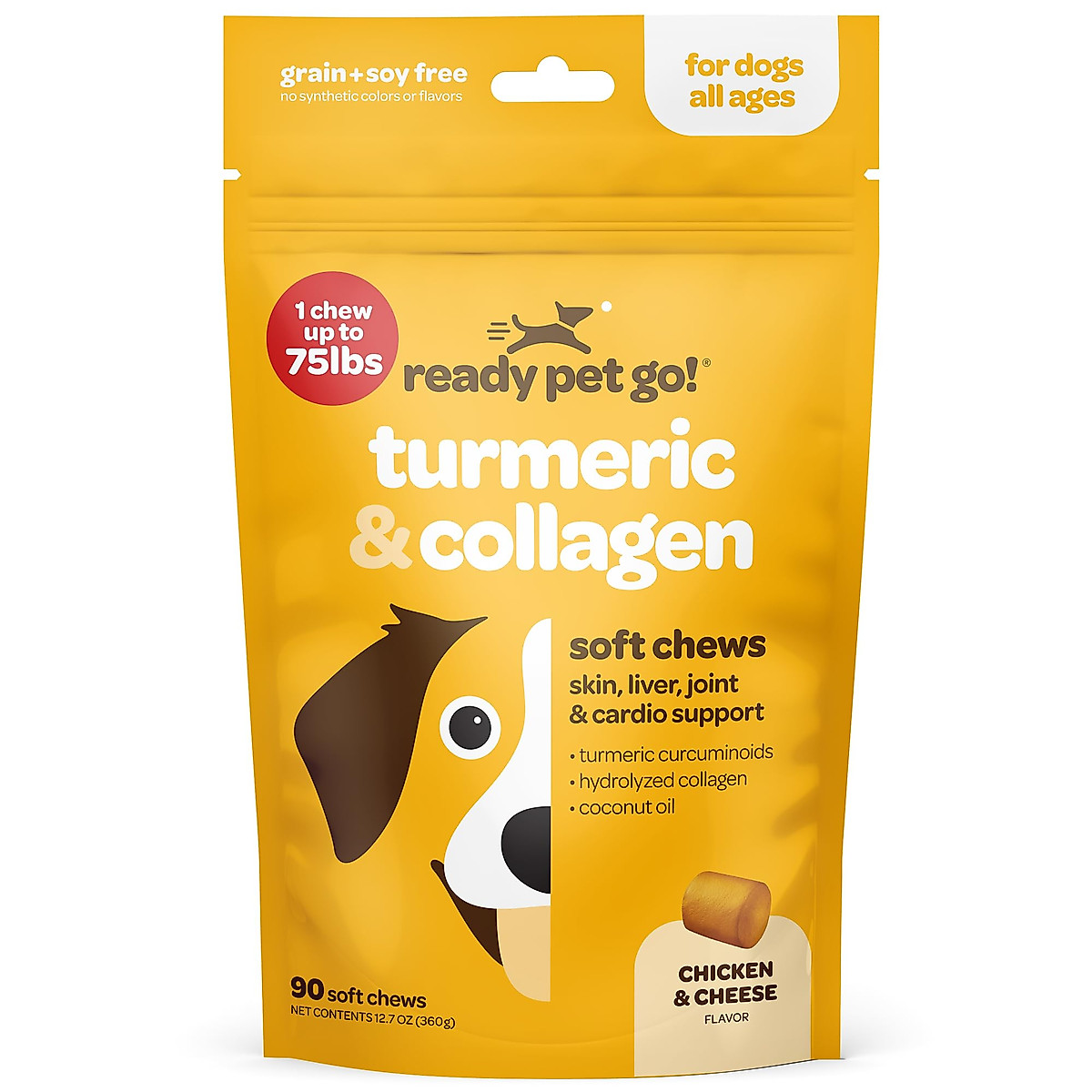 Turmeric for Dogs Soft Chews | Hip and Joint Chews for Dogs Comfort & Mobility with Collagen for Dogs | Dog Joint Supplement for All Ages Breeds & Sizes | NASC Certified & Made in The USA | 90 Chews