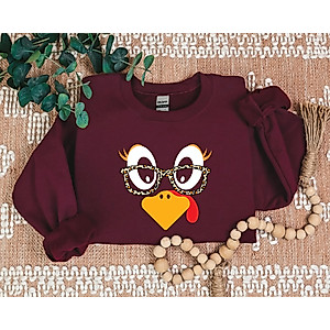 Cute Turkey Thanksgiving Sweatshirt | Thankgsiving Gift Sweater for Women | Funny Thanksgiving & Christmas Shirt