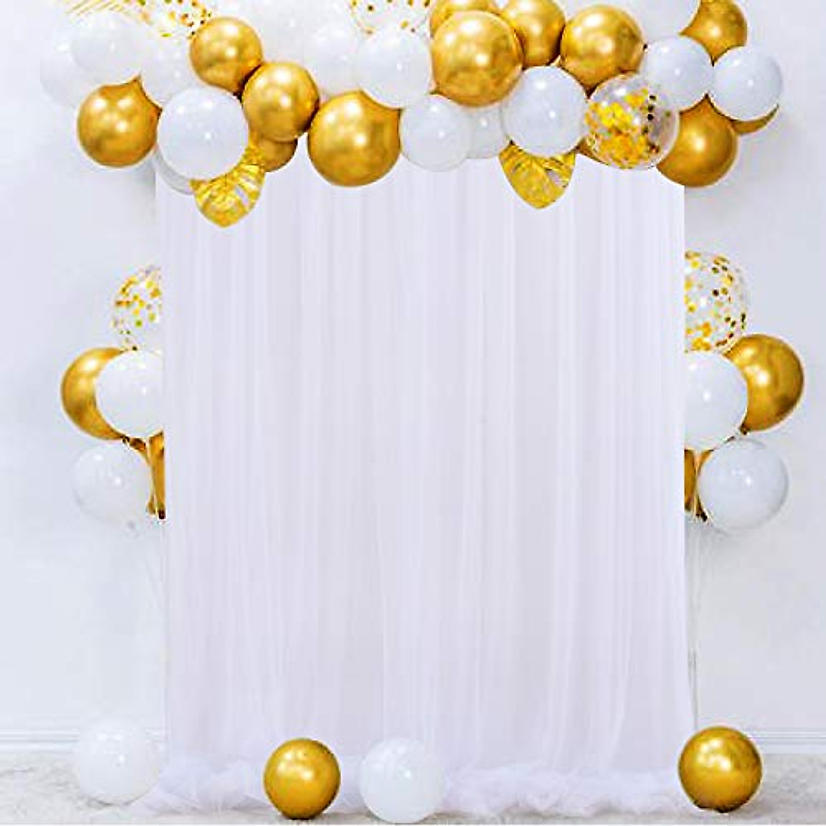 White Tulle Backdrop Curtains for Baby Shower Party Wedding Photo Drape Sheer Backdrop for Birthday Bridal Shower Photography Props 5 ft X 10 ft