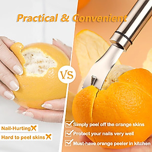 Stainless Steel Orange Peeler | Easy to Peel | Long Handle Orange Citrus Peeler Tool | Triangular-Blade & Zigzag-Shovel Orange Peeler Gadget