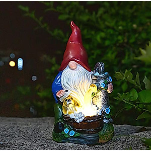 Garden Gnomes Statues Knomes Figurines Large Funny Outdoor Decor Clearance with Solar Lights for Outside Patio Yard Lawn Porch Christmas Art Decoration Ornament Housewarming Gifts