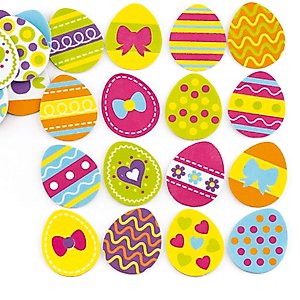 Baker Ross AR153 Easter Egg Foam Stickers - Pack of 125, Spring Self Adhesive Puffy Scrapbook Stickers Themed Embellishments for Kids Arts and Crafts
