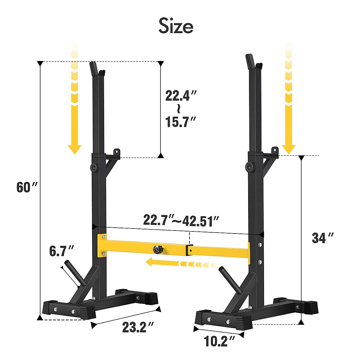 BangTong&Li Squat Rack Stand,Barbell Rack,Bench Press Rack Stand Home Gym Adjustable Weight Rack 550Lbs (Yellow)