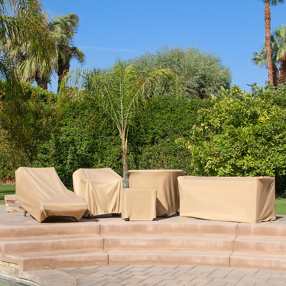 Budge All Seasons Patio Sofa Cover Lightweight, UV-Resistant, Small, Tan