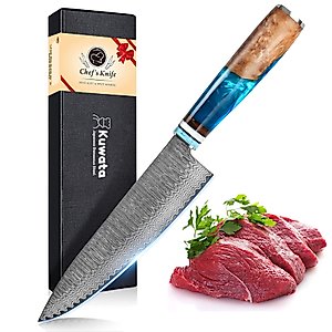 Chef Knife, Professional Japanese VG10 Damascus Steel Kitchen Chefs Knife 8 Inch, Razor Sharp Professional Meat Cutting Knife with Gift Box for Family, Restaurant
