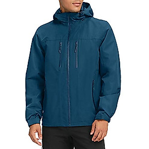 CAMEL CROWN Men's Waterproof Shell Jacket Windbreaker Hooded Rain Coat for Outdoor Hiking Climbing Traveling Blue XL