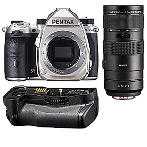Pentax K-3 Mark III APS-C-Format DSLR Camera Body, Silver HD D FA 70-210mm F4 ED SDM WR Lens D-BG8 Battery Grip