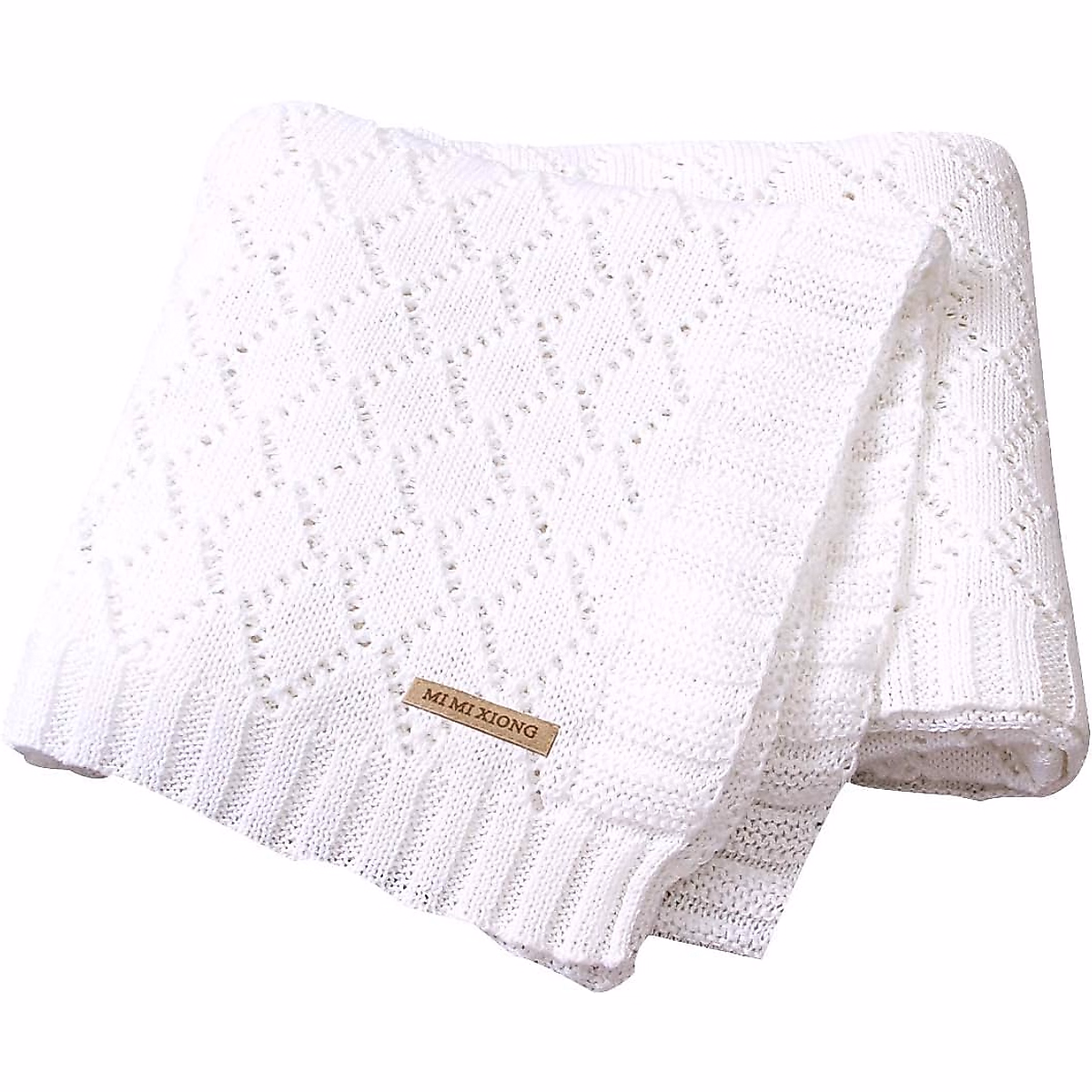 mimixiong Toddler Blankets Knitted Cellular Baby Blankets for Boys and Girls Size 40 x30 Inch White