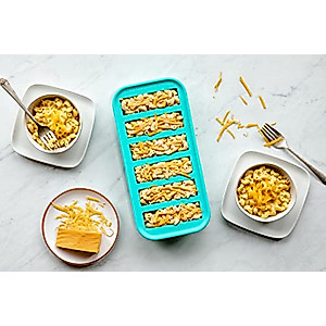 Souper Cubes 1/2-Cup Freezing Tray with lid, Aqua, makes 6 perfect 1/2 cup portions, freeze pesto, salsa, sauce, food