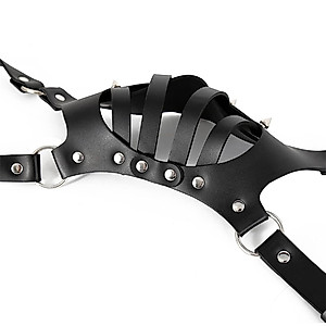 JCAKES Leather Mouth Masks With Metal Rivet Halloween Hollow Out Face Masks Outdoor Riding Headgear Costume Accessory