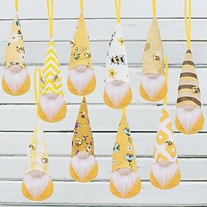 Lerrio & Bifeen 10PCS Bee Day Gnome Ornaments Set, Bee Day Home Decorations Accessories, Swedish Elf Hanging Velvet Gnomes Plush Ornament Spring Decor