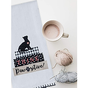 Cat Kitchen Towels with Sayings - 2 Tea Towel Set with Cats Themed Design for Decor, Dish and Hand Drying