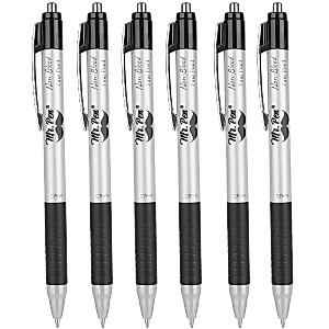 Mr. Pen No Bleed Pens, Bible Pens, Fine Tip, Black, Pack of 6