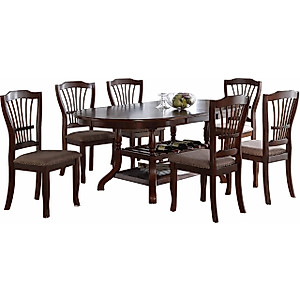 Liveasy Furniture Dining Room Set with Oval Extendable Dining Table and Chairs in Espresso (Dining for 6)