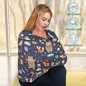 Nursing Cover Breastfeeding Scarf Forest Animals - Baby Car Seat Covers, Stroller Cover, Carseat Canopy (801j)