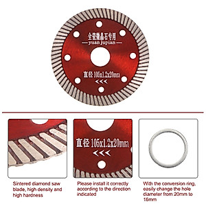 HARFINGTON Diamond Blade, 4" 105mm Diamond Saw Blades Diamond Cutting Wheel with 20mm Arbor for Angle Grinder for Cutting Tile Concrete, Masonry, Brick, Marble and Other Stone, Red