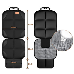 Car Seat Protector, [1 Pack] Large Auto Car Seat Protectors for Child Seats with Thickest Padding and Non-Slip Backing Mesh Pockets for SUV, Sedan, Truck, Leather and Fabric Car Seat - Black
