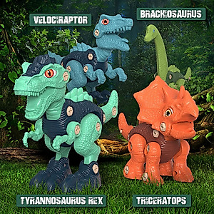 dmsbuy Take Apart Dinosaur Toys for Kids Building Toy Set with Electric Drill Construction Engineering Play Kit STEM Learning for Boys Girls Age 3 4 5 Year Old (Take Apart Dino)