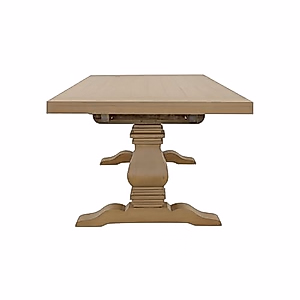 Coaster Home Furnishings Florence Traditional Farmhouse Rectuangular 126-inch Double Pedestal Planked Wood Top Extension Leaf Dining Table Rustic Smoke 180201