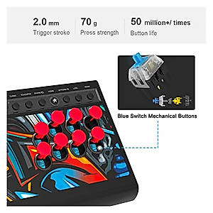 DIACCO Arcade Fight Stick X8 Joystick Wired Game Controller Fighting Stick Compatible with PS3/PS4/N-S/PC/Android/Xbox One/Series (Color : Black)