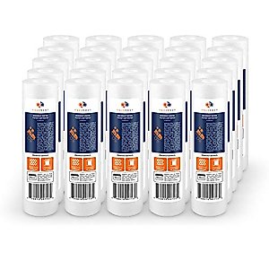 Aquaboon 25-Pack of 5 Micron 10"x2.5" Sediment Water Filter Replacement Cartridge for Any Standard RO Unit | Whole House Sediment Filtration | Compatible with DuPont WFPFC5002, Pentek DGD series, RFC