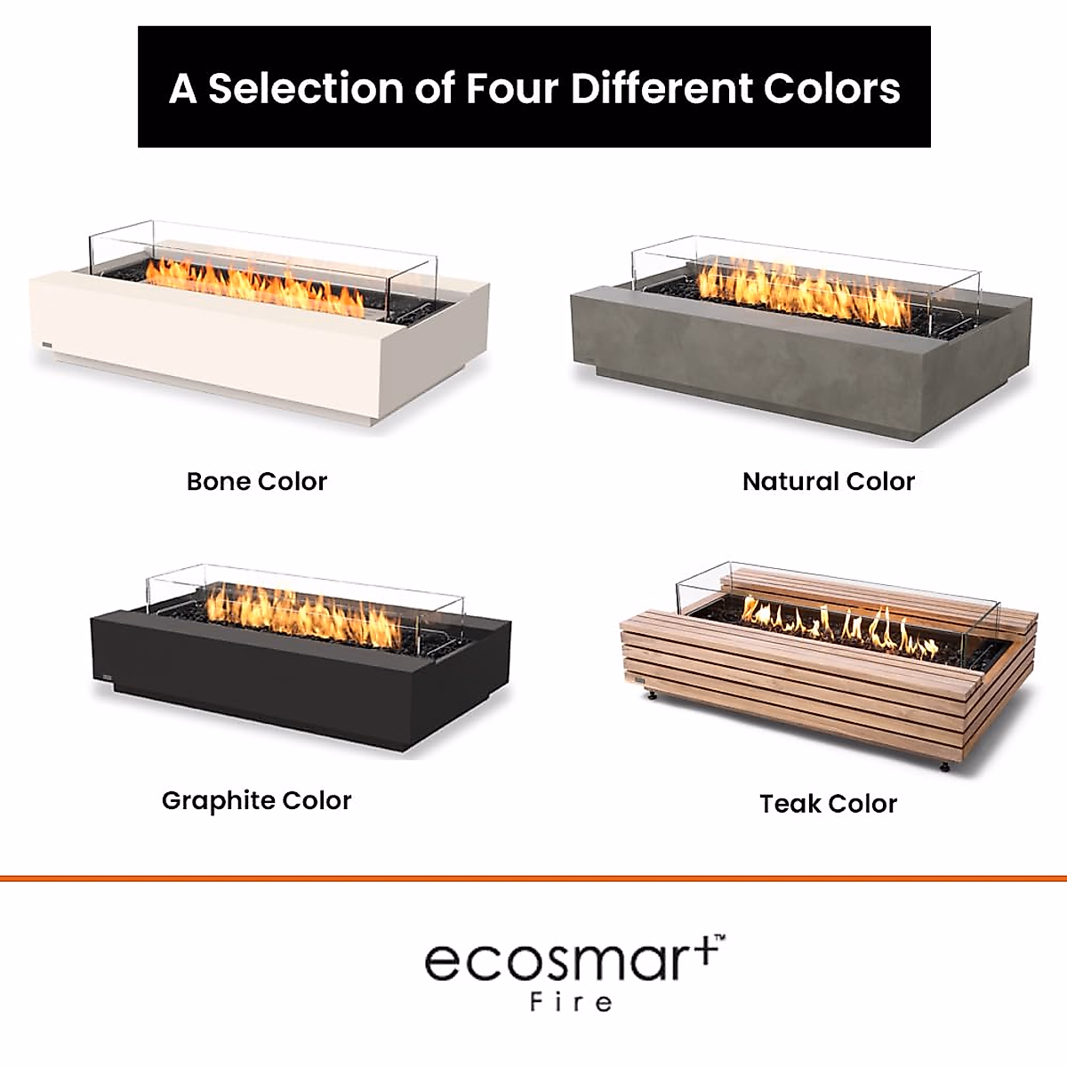 Eco Smart | Cosmo 50 Fire Pit Table | Natural Color | Ethonal Stainless Steel Gas Burner | Elegant Curved Design with Versatile Wide Lip | Complements Any Decor and Setting